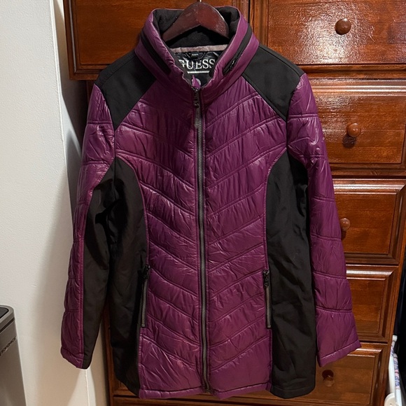 Guess | Jackets & Coats | Guess Quilted Jacket In Purple And Black ...